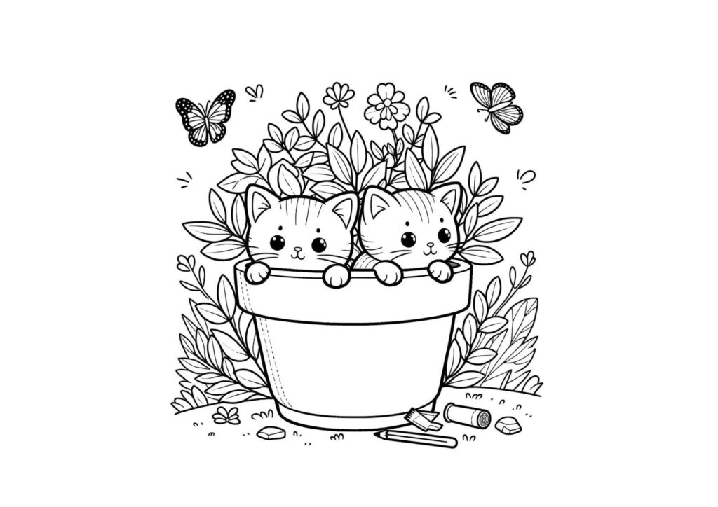 Tegning af katte - Find, print og farvelæg GRATIS tegninger