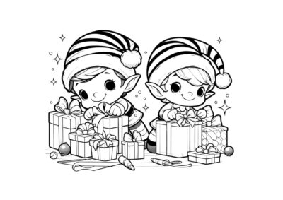 Tegning jul | Print og farvelæg julemænd, juletræ og nisser!