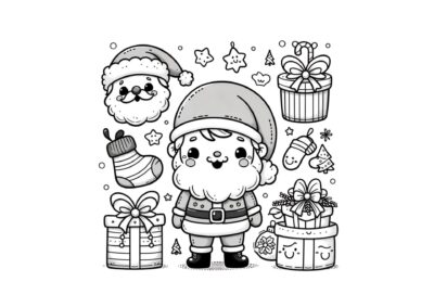 Tegning jul | Print og farvelæg julemænd, juletræ og nisser!