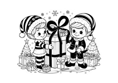 Tegning jul | Print og farvelæg julemænd, juletræ og nisser!