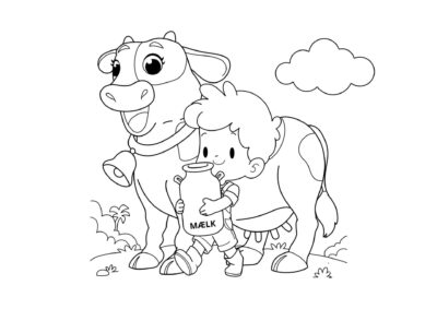Gratis tegninger af køer, kalve og tyre – print og farvelæg