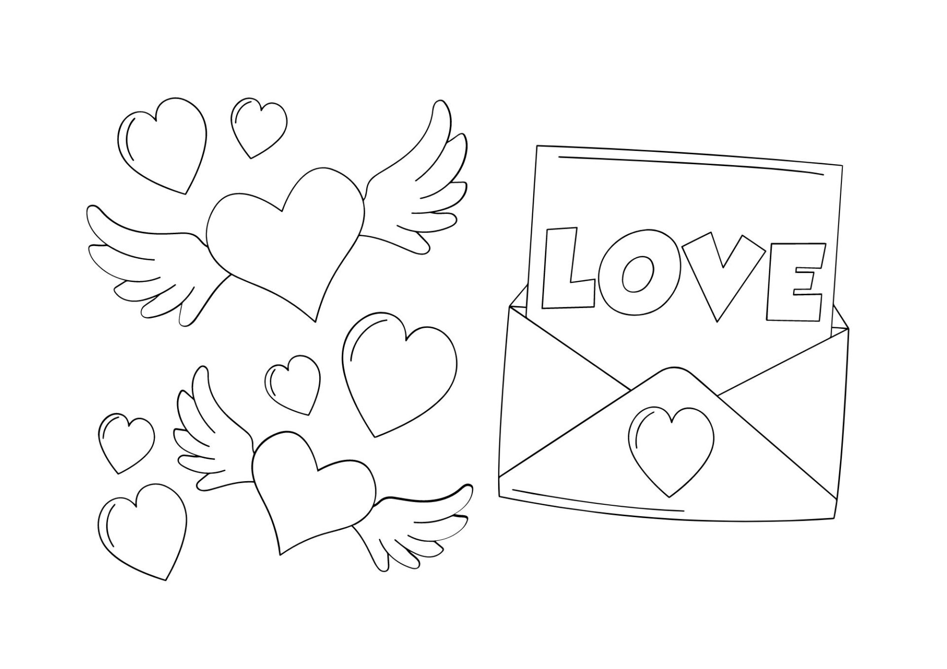 Tegninger af hjerter ️ Print hjerter til farvelægning ️