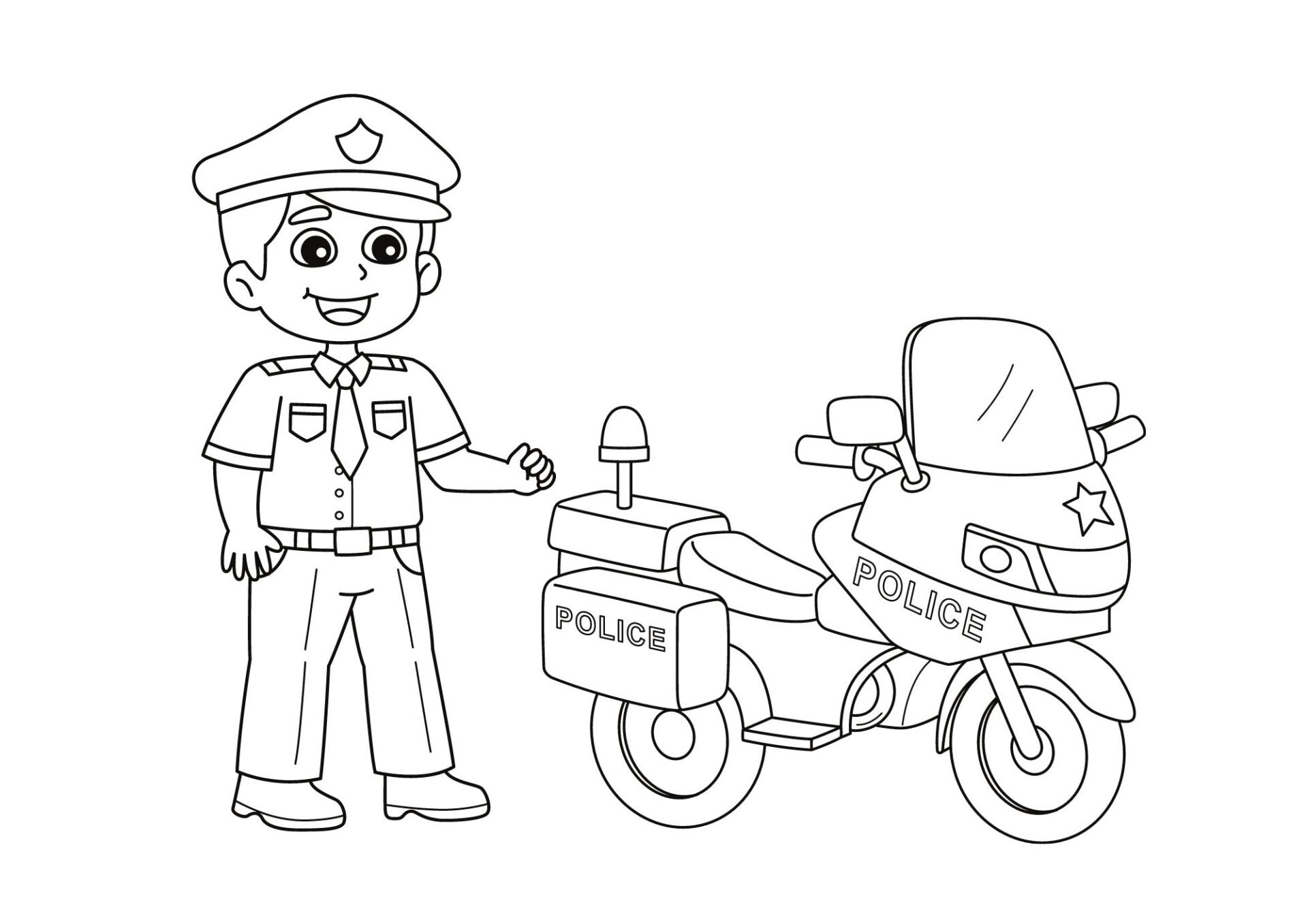 Tegninger fra politistationen | Print politimand & politibil