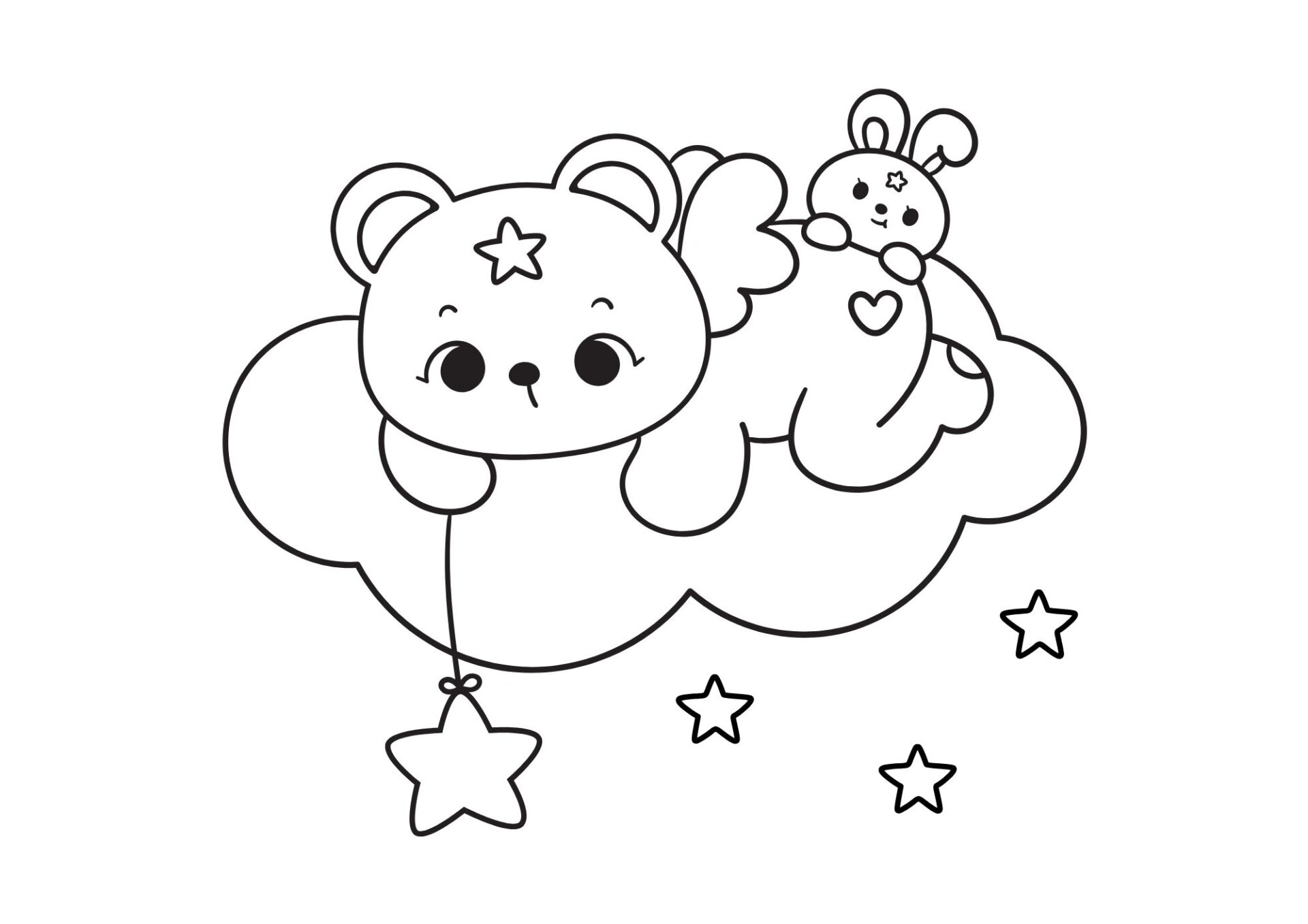 Tegninger af bamser | Print bamser til farvelægning via PDF