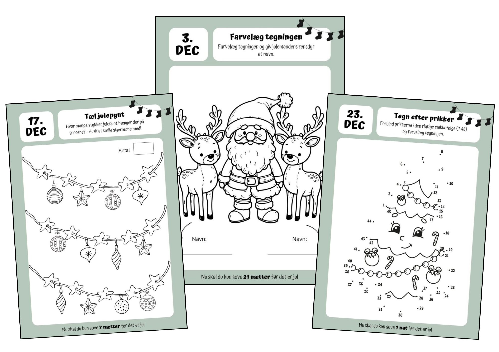 Julekalender med 24 sjove opgaver - Print den gratis 🎅