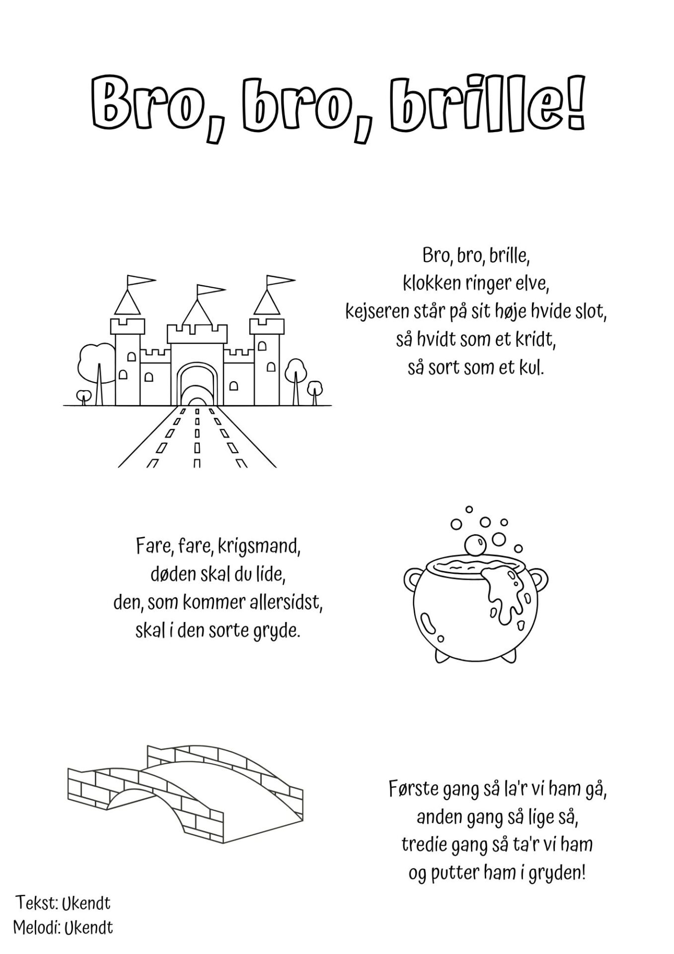 Bro bro brille | Print børnesange gratis her!