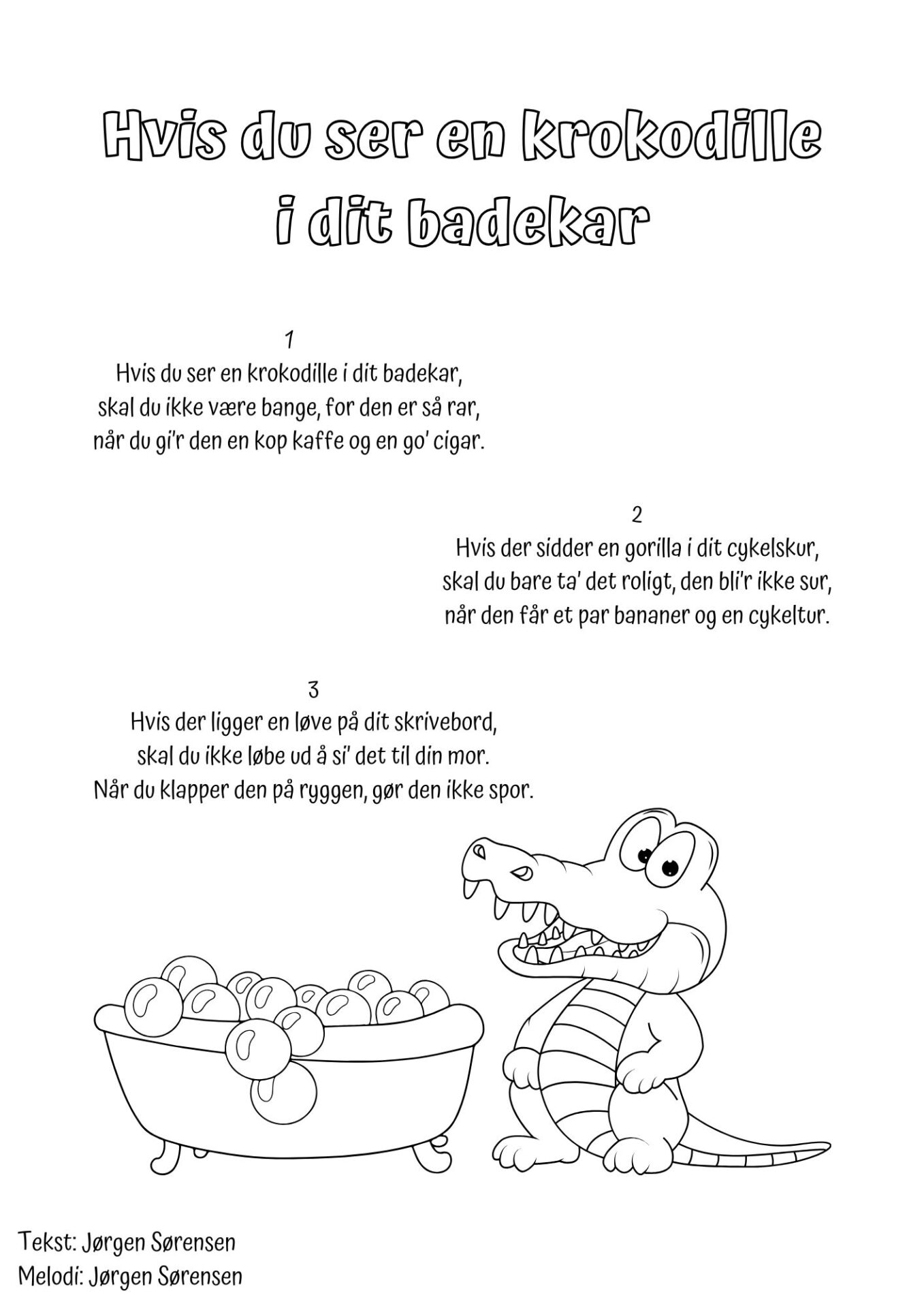 Hvis du ser en krokodille i dit badekar | Print sangen her!