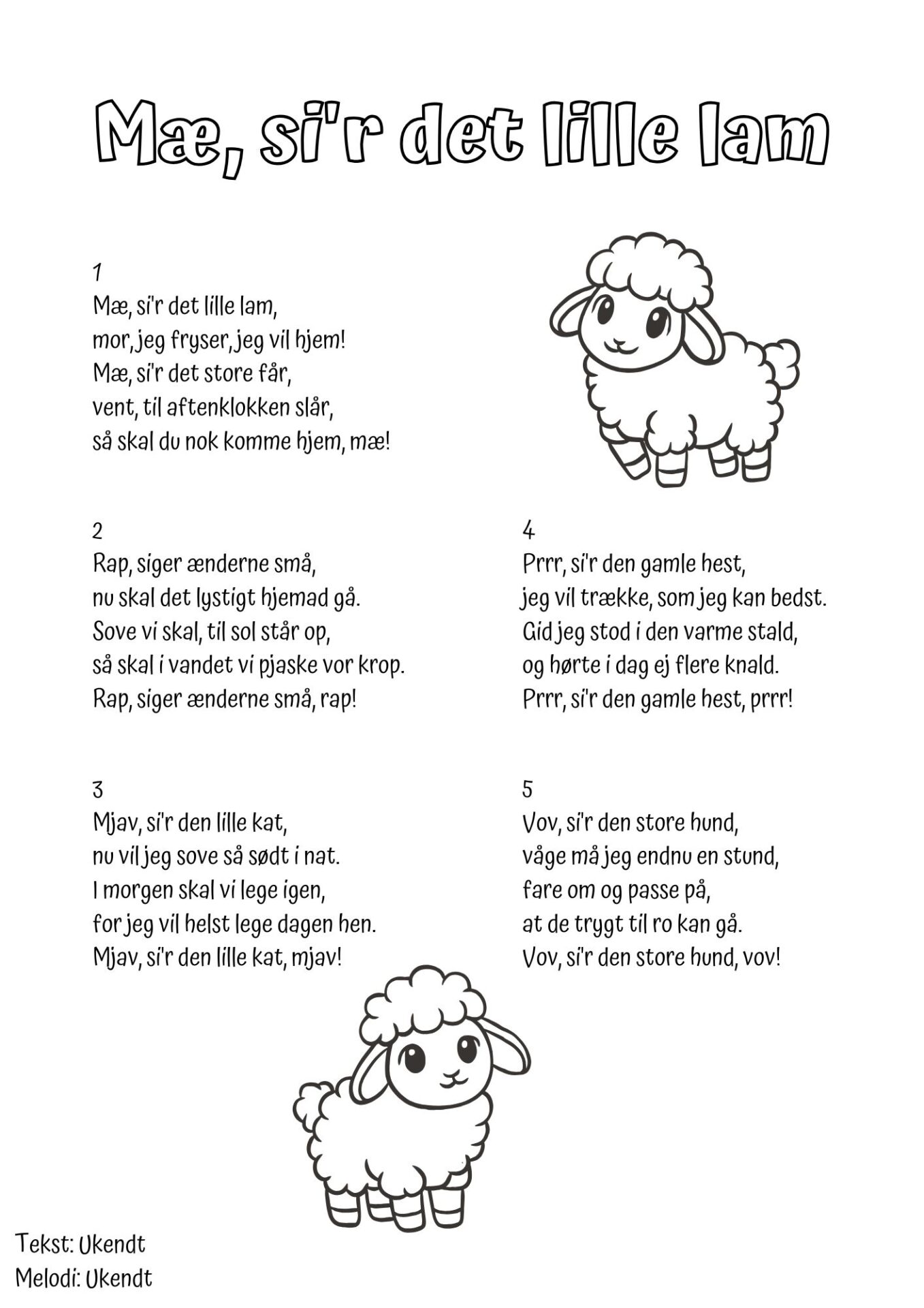 Børnesange | Print alle de gode klassiske børnesange grattis