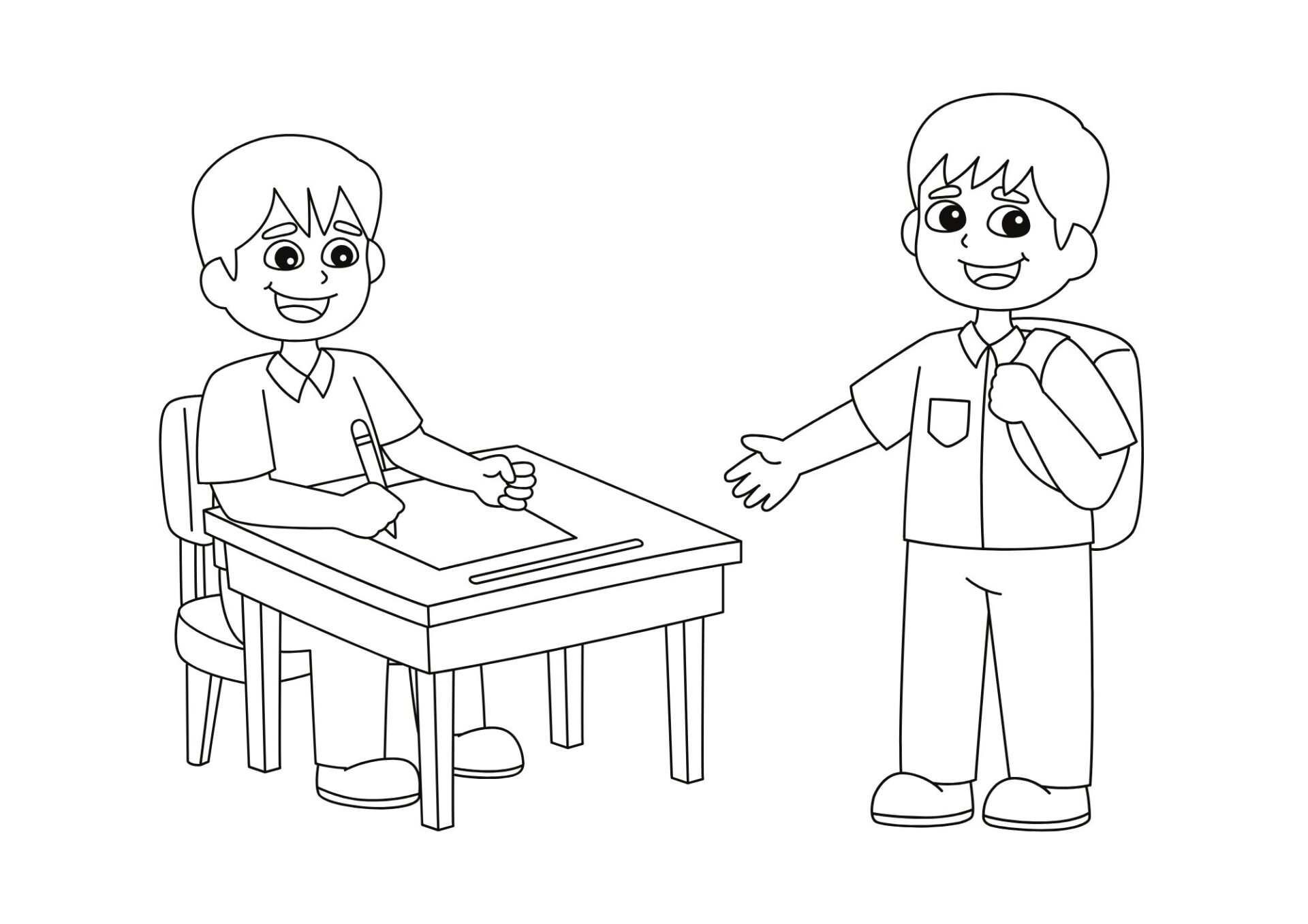 Tegninger fra skolen | Print og farvelæg tegning fra skolen