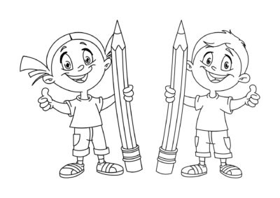 Tegninger fra skolen | Print og farvelæg tegning fra skolen