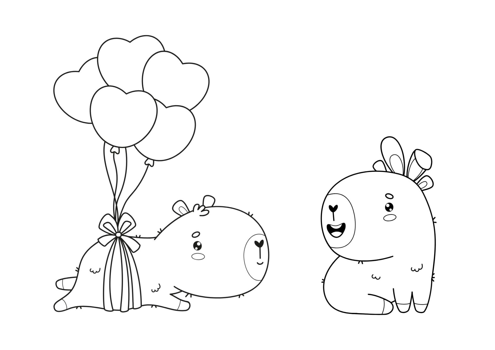 Capybara tegninger | Print søde Capybara motiver helt gratis